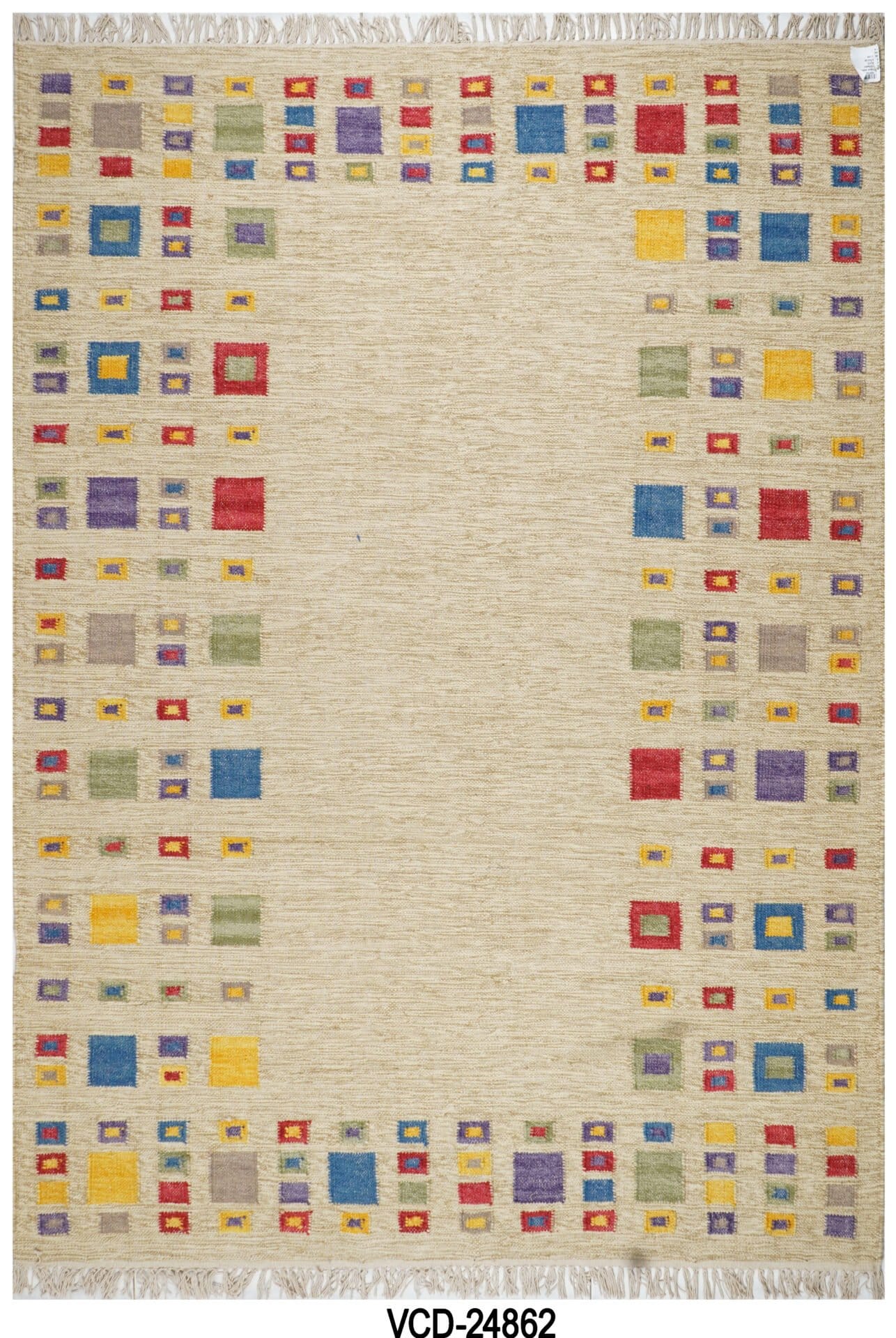 Varnika Ivory Hand Woven Woolen Rug - Artline Creation